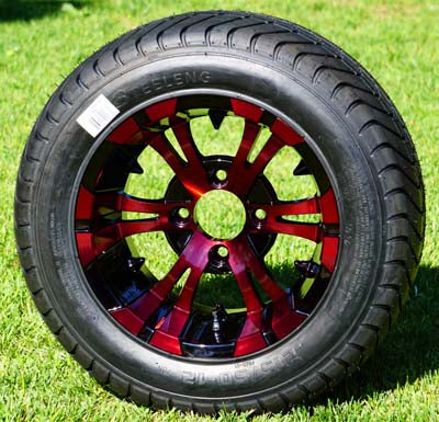 12" RED VAMPIRE WHEELS/RIMS and 215/50-12 LOW PROFILE TIRES (Set of 4 ...